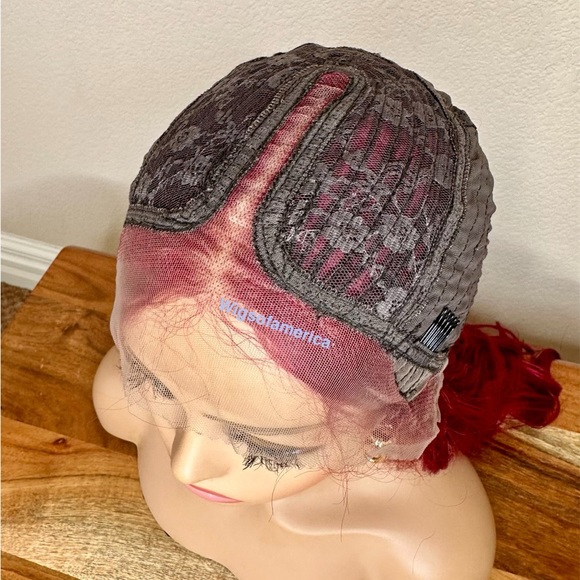 Accessories | Red Wig Lace Front Middle Part 26 Inch Long Wavy Layered ...